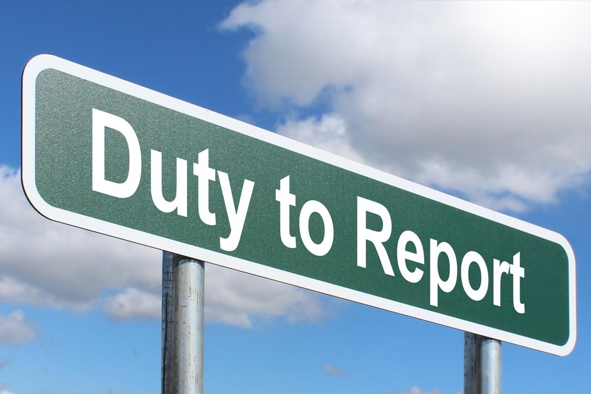 Duty To Report Highway Sign Image