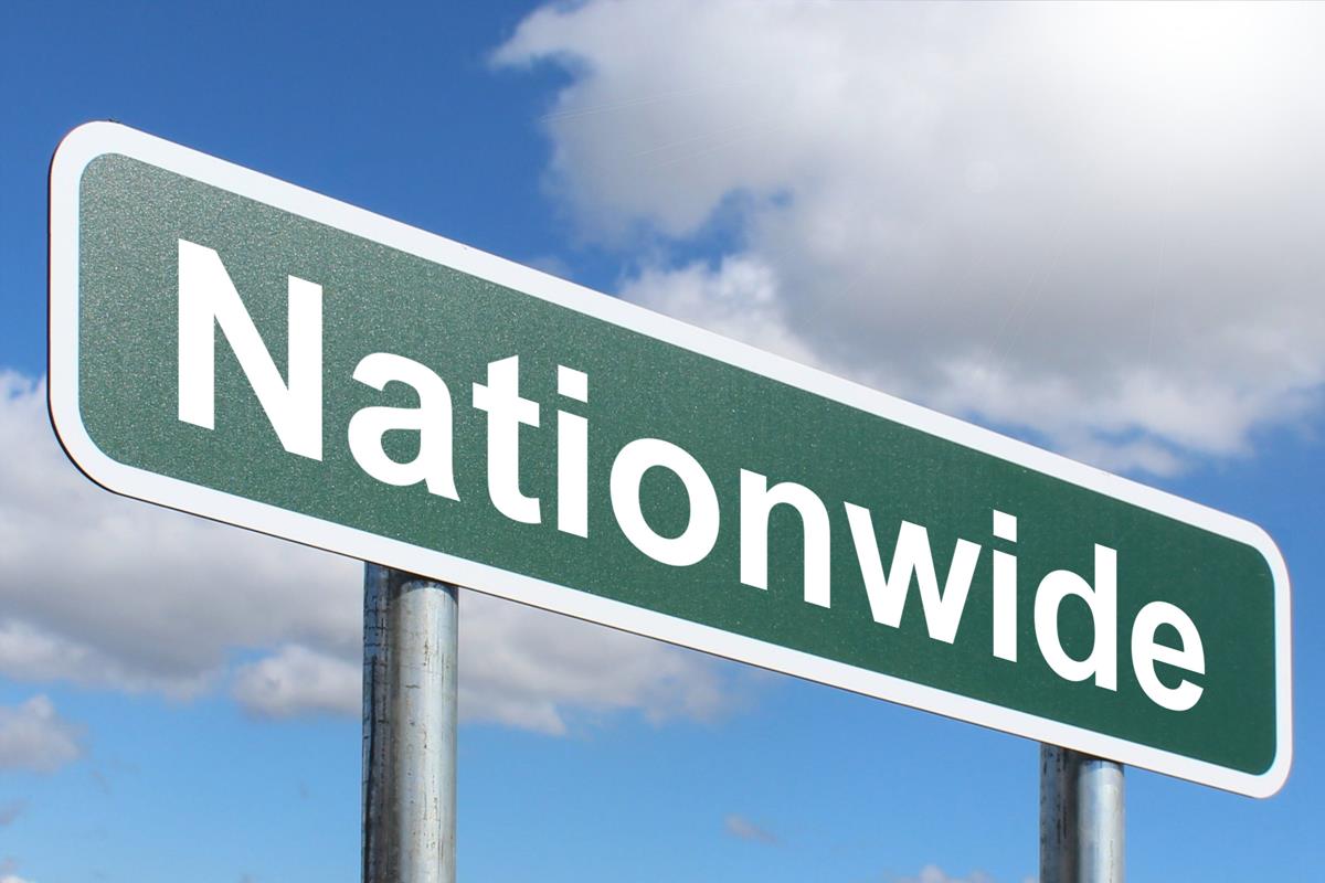 Nationwide Free Of Charge Creative Commons Green Highway Sign Image